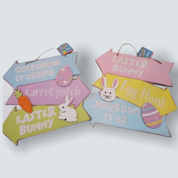 Holiday | 2 Piece Wooden Easter Bunny Egg Hunt Wall Decor | Poshmark
